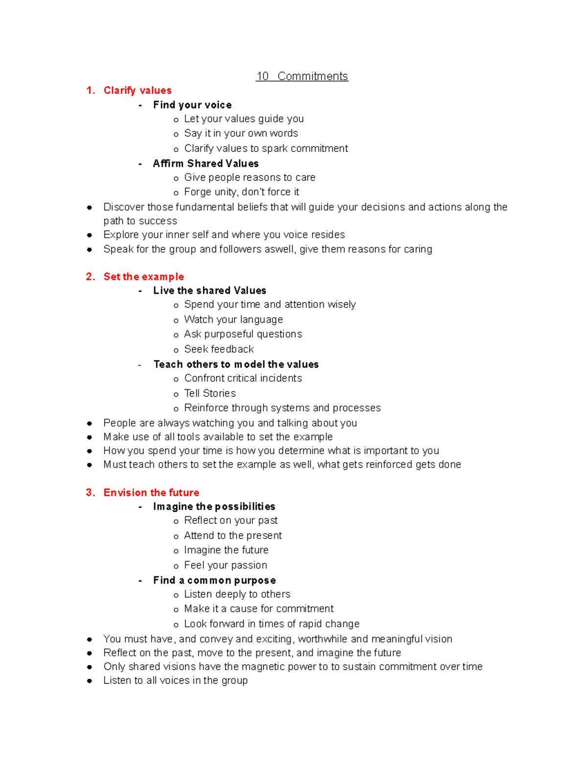 The Ten Commitments - 10 Commitments Clarify values Find your voice o ...