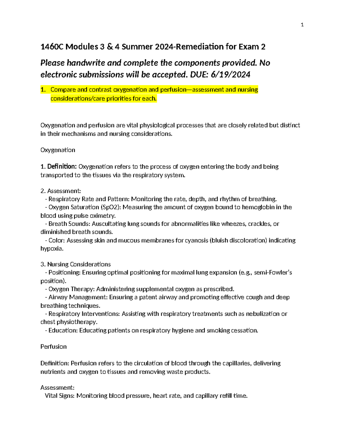 1460C Modules 3 & 4 Summer 2024-Remediation for Exam 2 - 1460C Modules ...