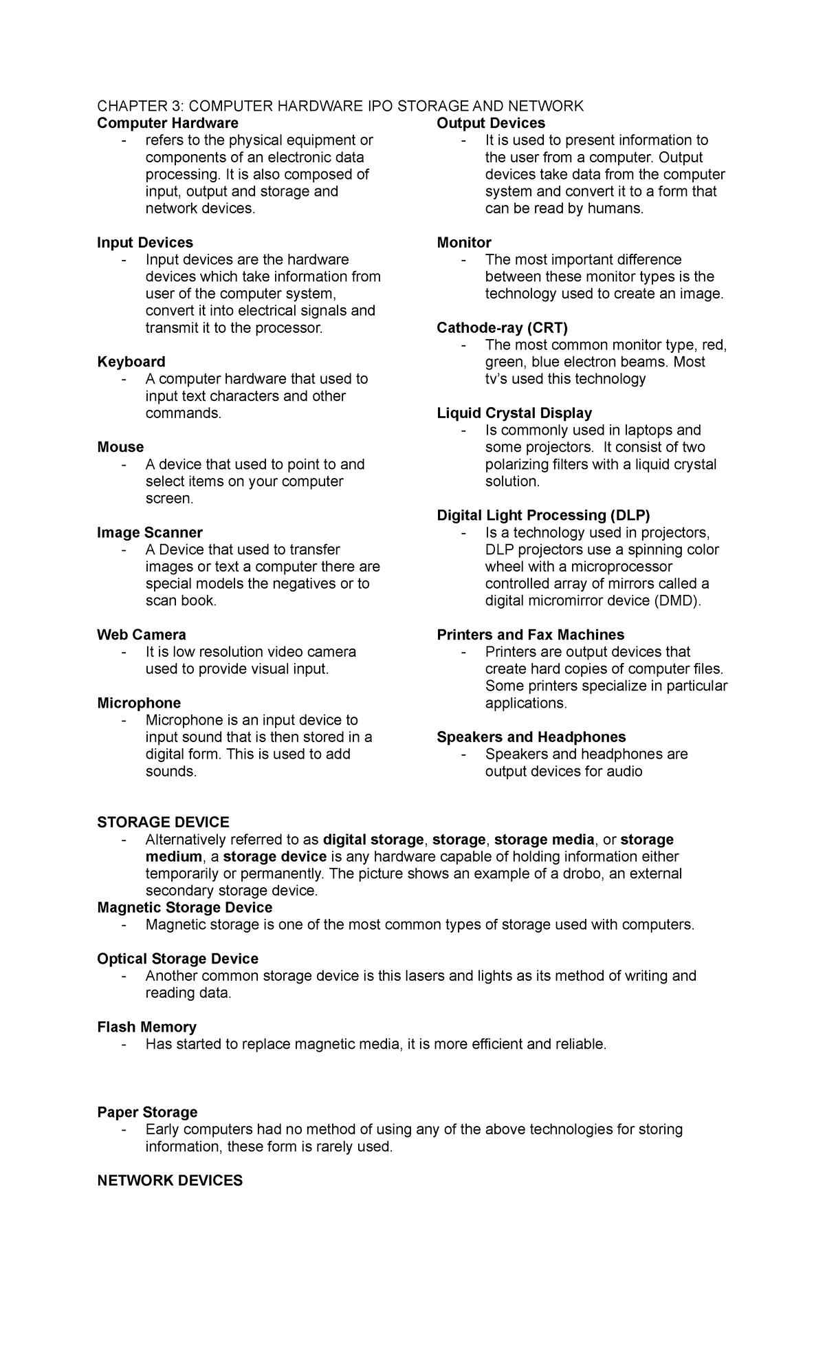 Chapter 3 - CHAPTER 3: COMPUTER HARDWARE IPO STORAGE AND NETWORK ...