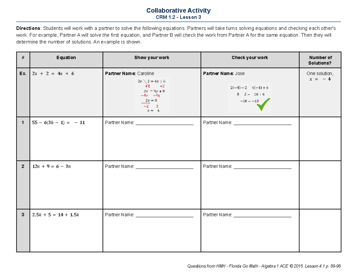 Option 2 Collaborative Activity - Student Copy - Lesson 3 - Algebra 1 ...
