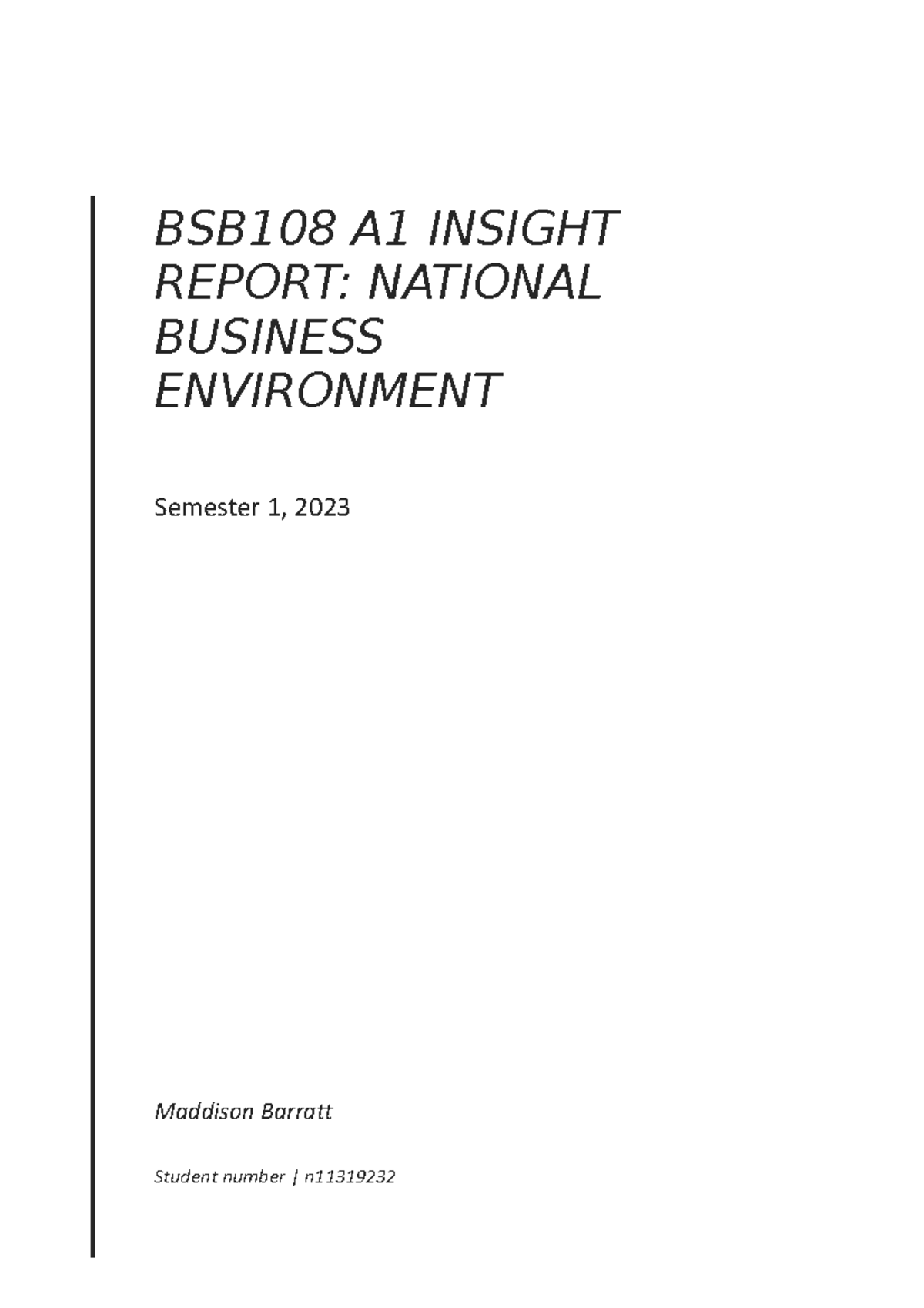 BSB108 Assessment 1PEST Analysis - Maddison Barratt Student number | n ...