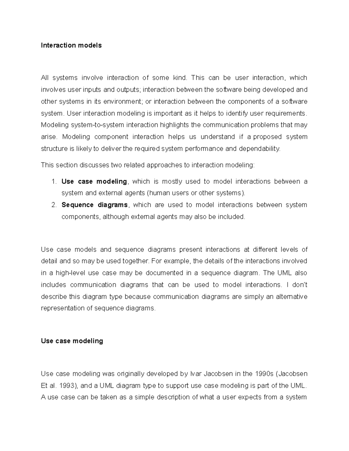 Interaction models - Interaction models All systems involve interaction ...