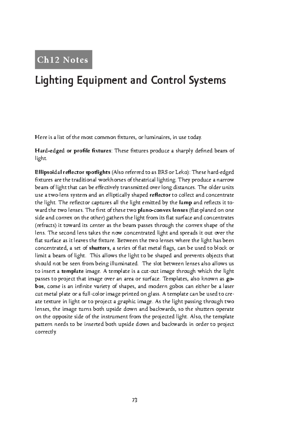 Ch 12 Notes lighting - Ch12 Notes Lighting Equipment and Control ...