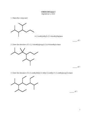 CHEM 202 quiz 3 key - Practice Quiz for Chapter 2 of Organic Chemistry ...