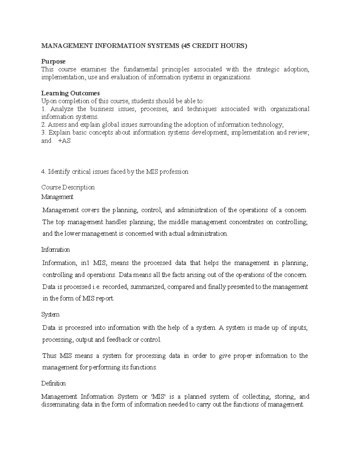 Management Information Systems word - ####### MANAGEMENT INFORMATION ...