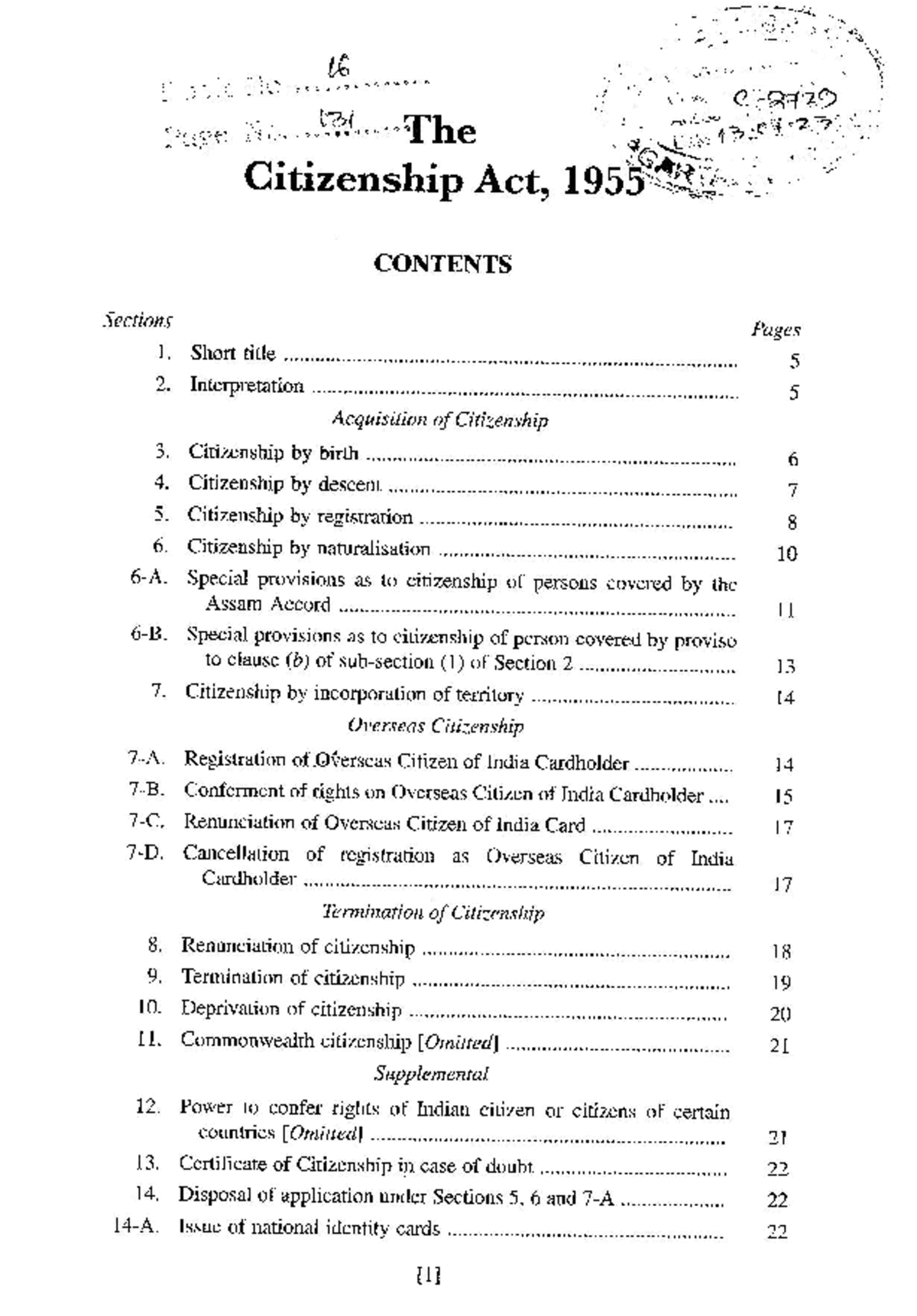Citizenship Act, 1955 - very detailed - 16 13.07 Citizenship Act, 1955 ...