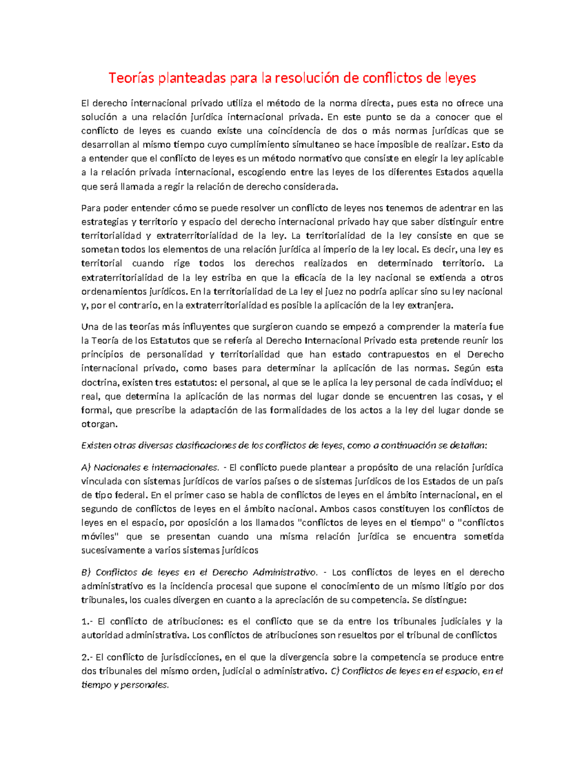 Teorías planteadas para la resolución de conflictos de leyes - Teorías ...