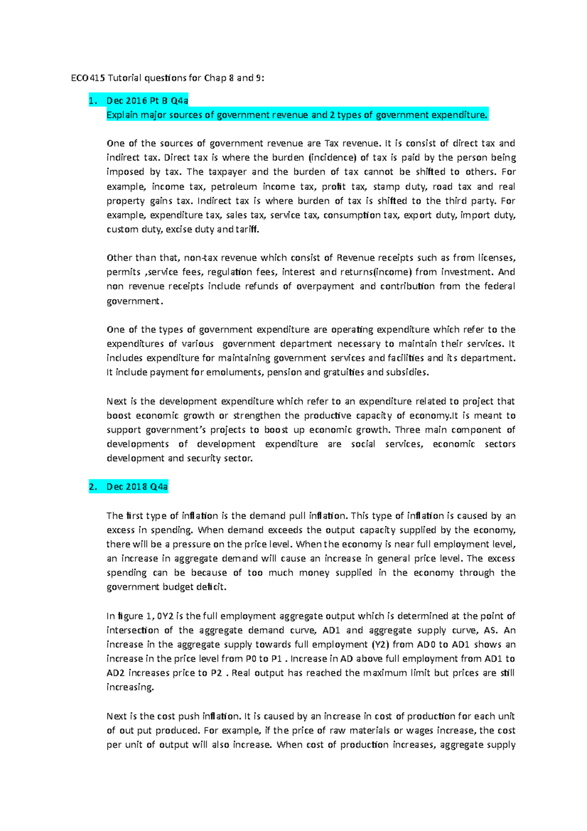 ECO TUTO 2 Macro - Tutorial work from previous past year question ...