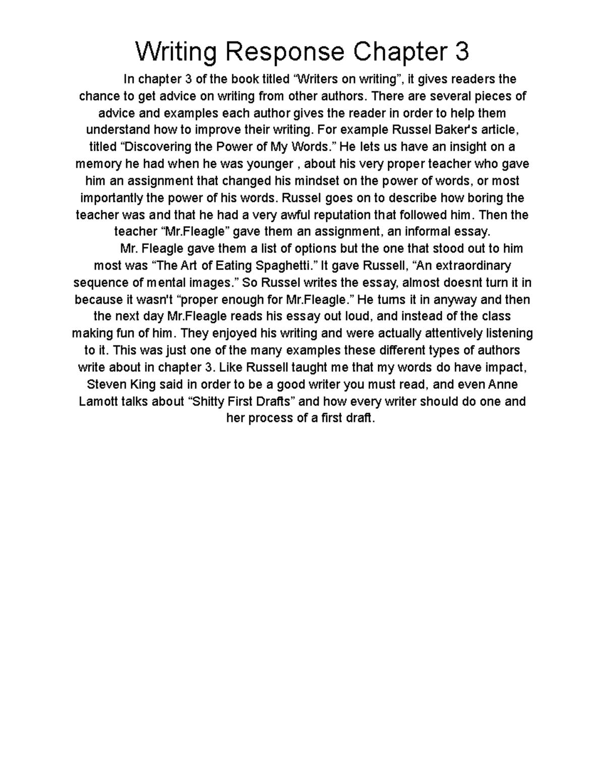 Writing Response 3 - Chapter 3 - Writing Response Chapter 3 In chapter ...