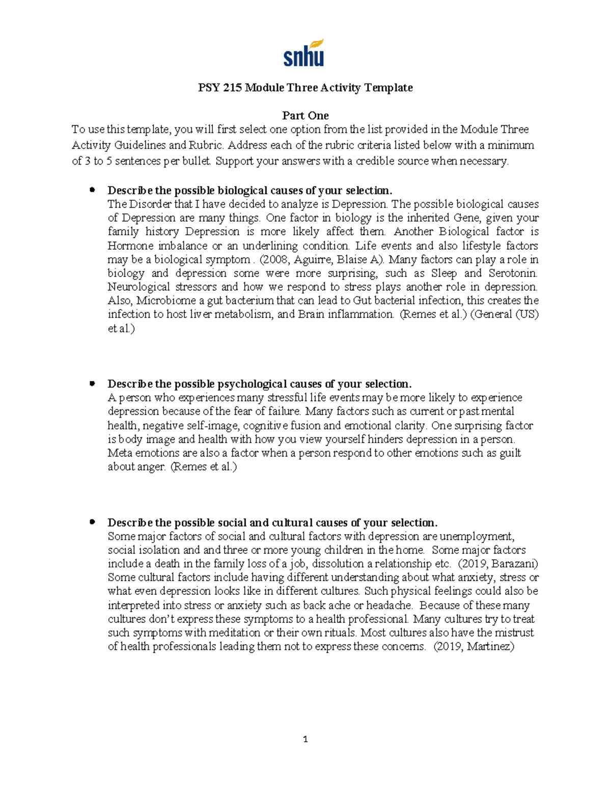 PSY 215 Module Three Activity Olivia Holland - PSY 215 Module Three ...