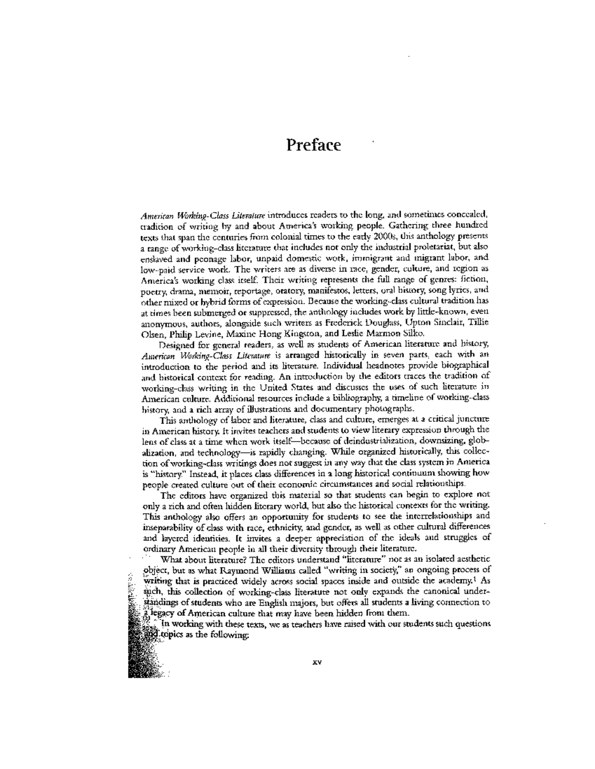 1. Preface, American Working-Class Literature, xv-xvii - HIST 2111 ...