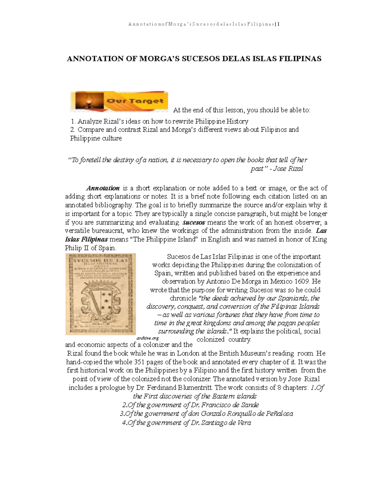 Module 4 Annotation OF Morgas Sucesos Delas Islas Filipinas - A n n o t ...