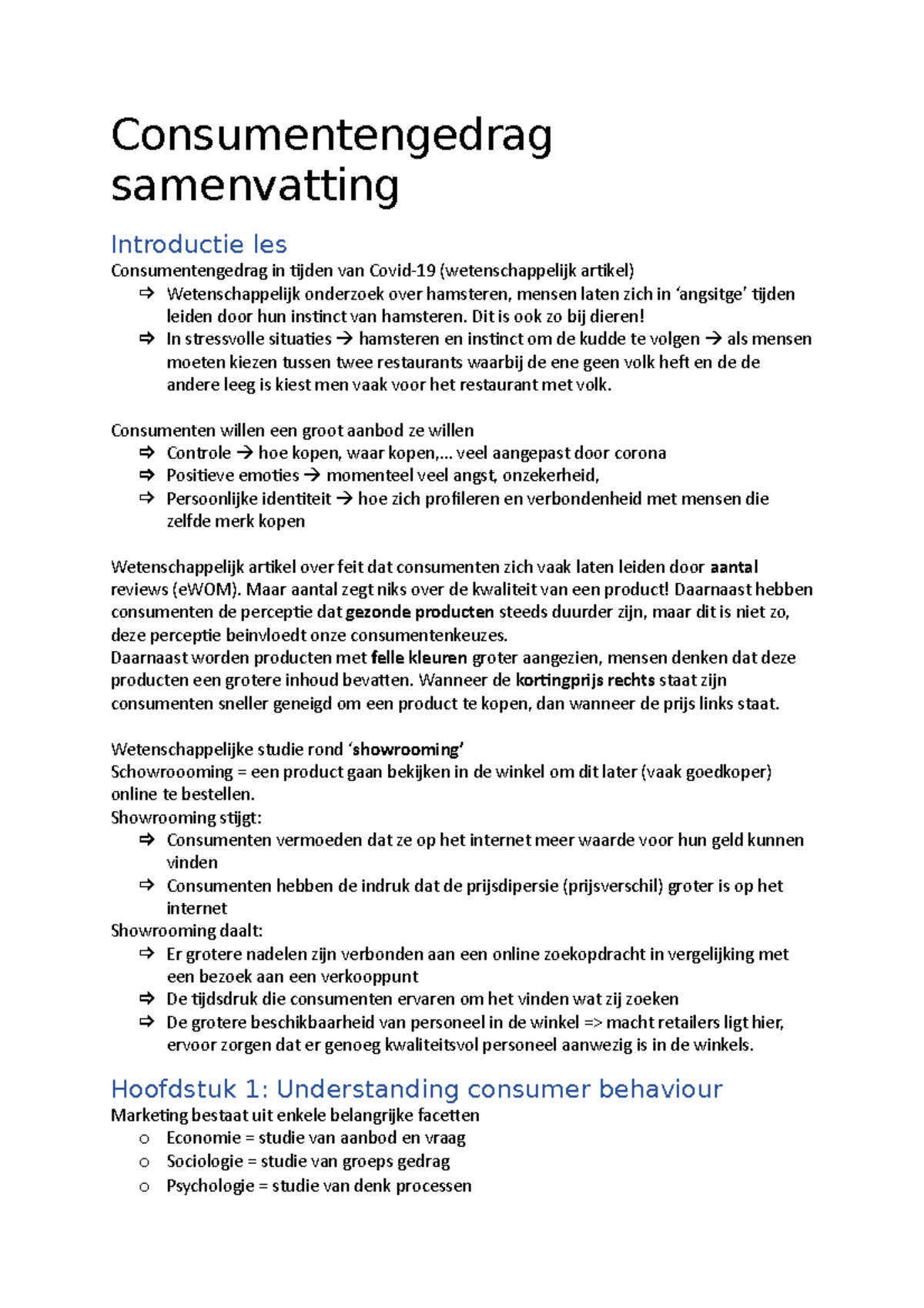 Consumentengedrag-samenvatting van de lessen - Consumentengedrag ...