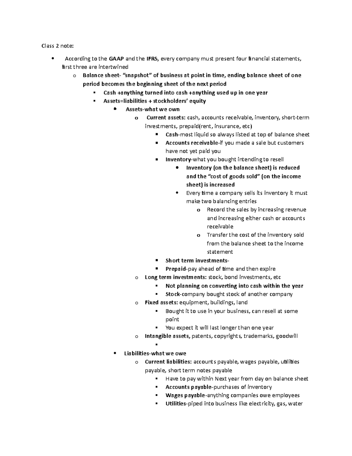 Chapter 2 notes-the basic financial statements - Class 2 note ...