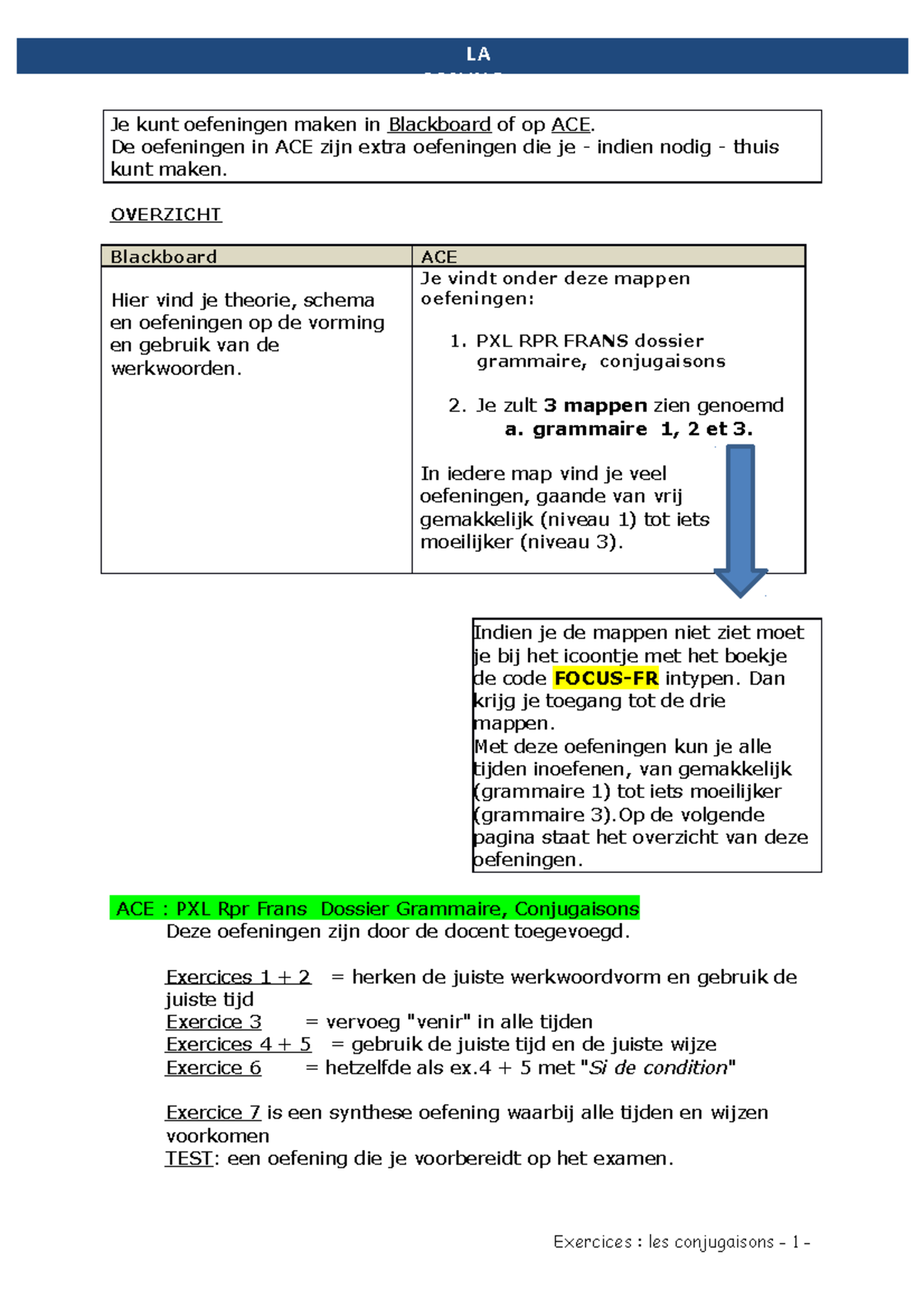 Exercices - Oefenmateriaal voor het vak Frans om je toetsen beter te kunnen maken en ...