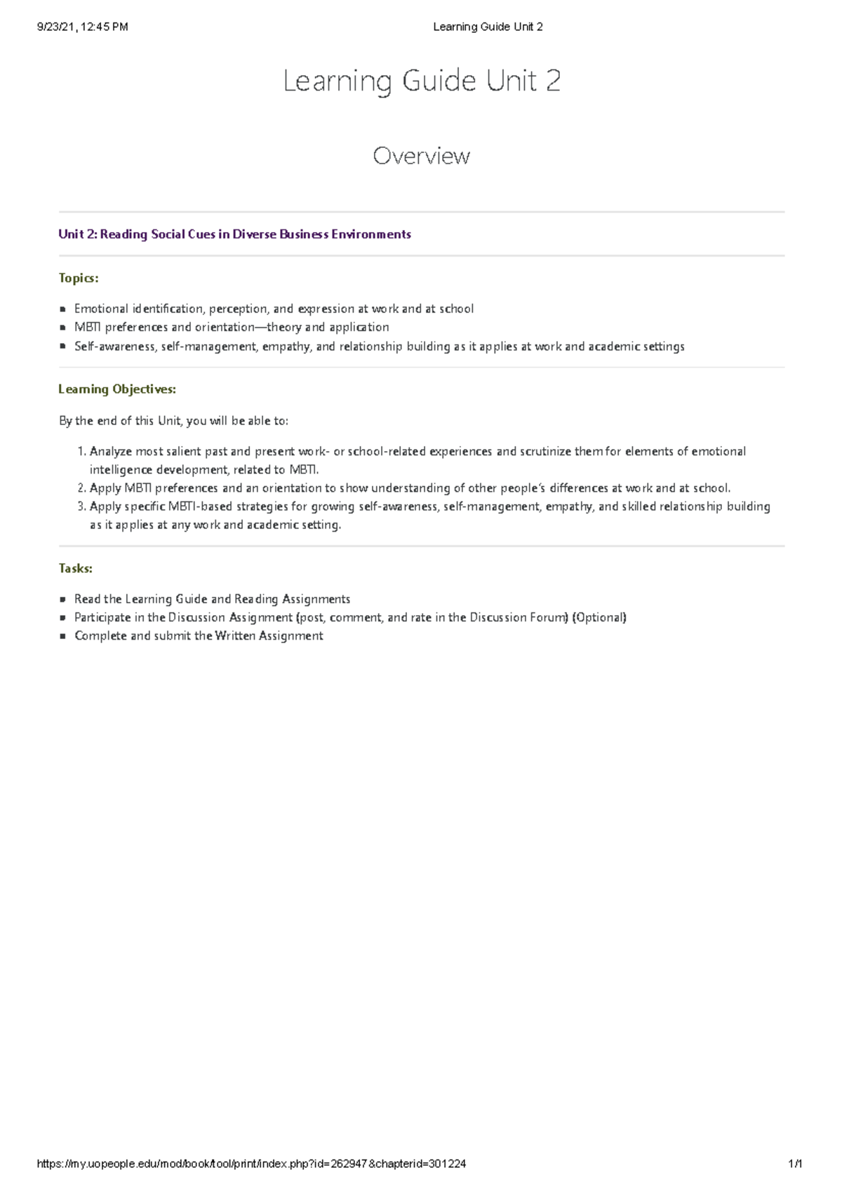 Learning Guide Unit 2 Emotional Intelligence term 1 - 9/23/21, 12:45 PM ...