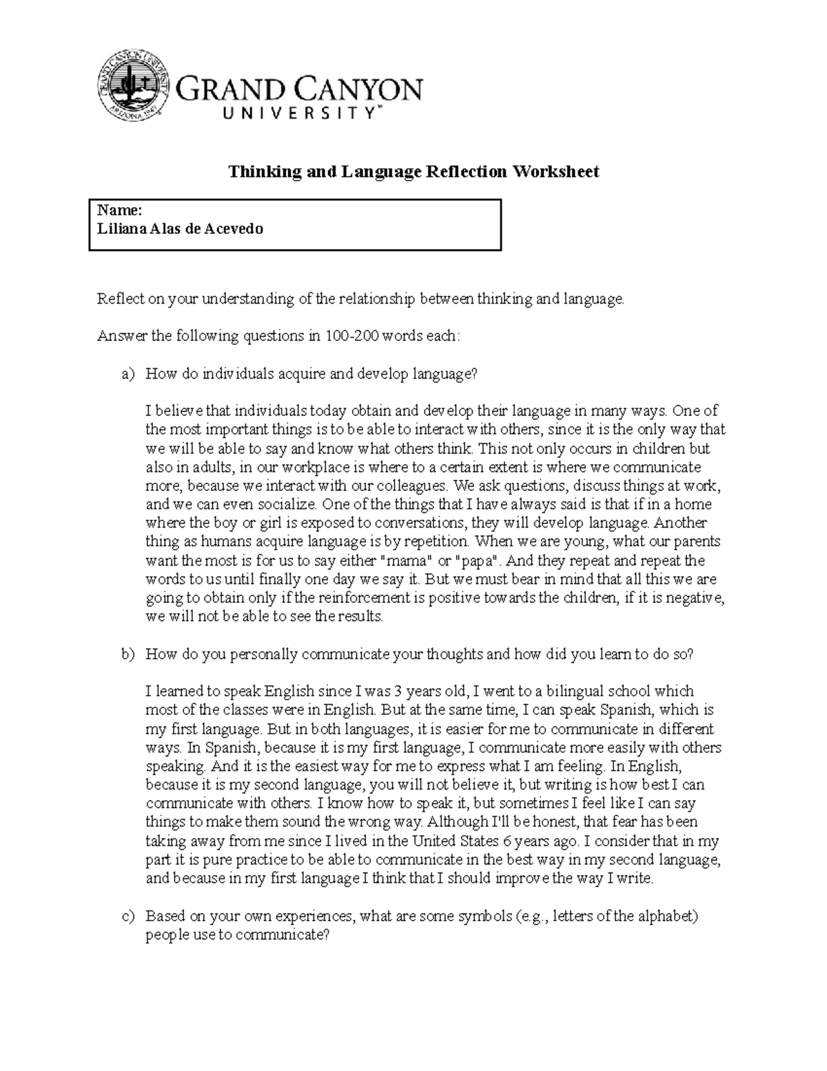 PHI105.T5 Thinkingand Language Reflection Worksheet - Thinking and ...