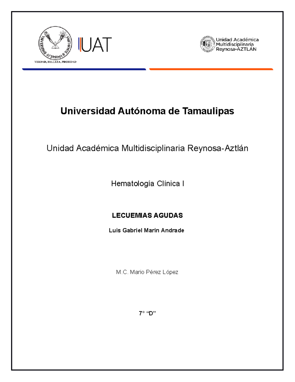 Leucemia Mielocitica Aguda - Universidad de Tamaulipas Unidad ...