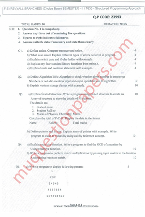 Question Bank EG - ff33 - University of Mumbai Program: _First Year ...