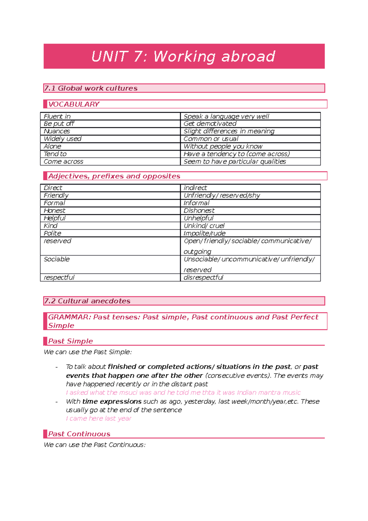 UNIT 7 - UNIT - English - Arteveldehogeschool - Studocu