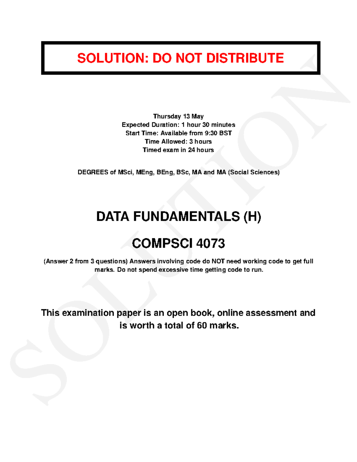 Solution df summer 2020 exam - SOLUTION SOLUTION: DO NOT DISTRIBUTE ...