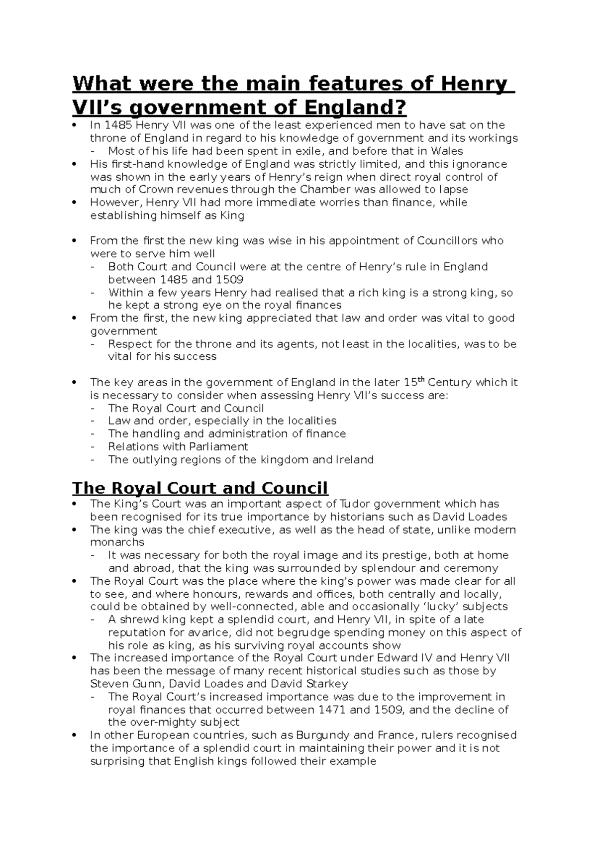 What were the main features of Henry VII's reign? - What were the main ...