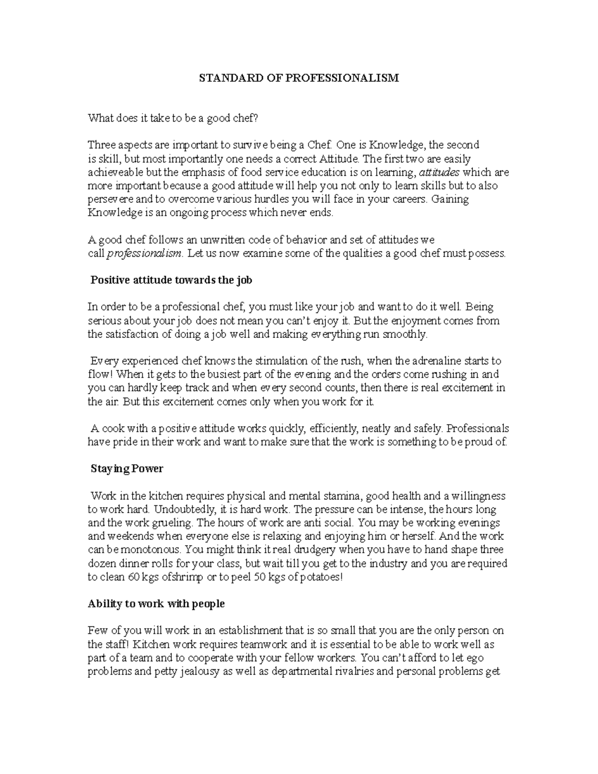 Handouts - Standards OF Professionalism - STANDARD OF PROFESSIONALISM ...