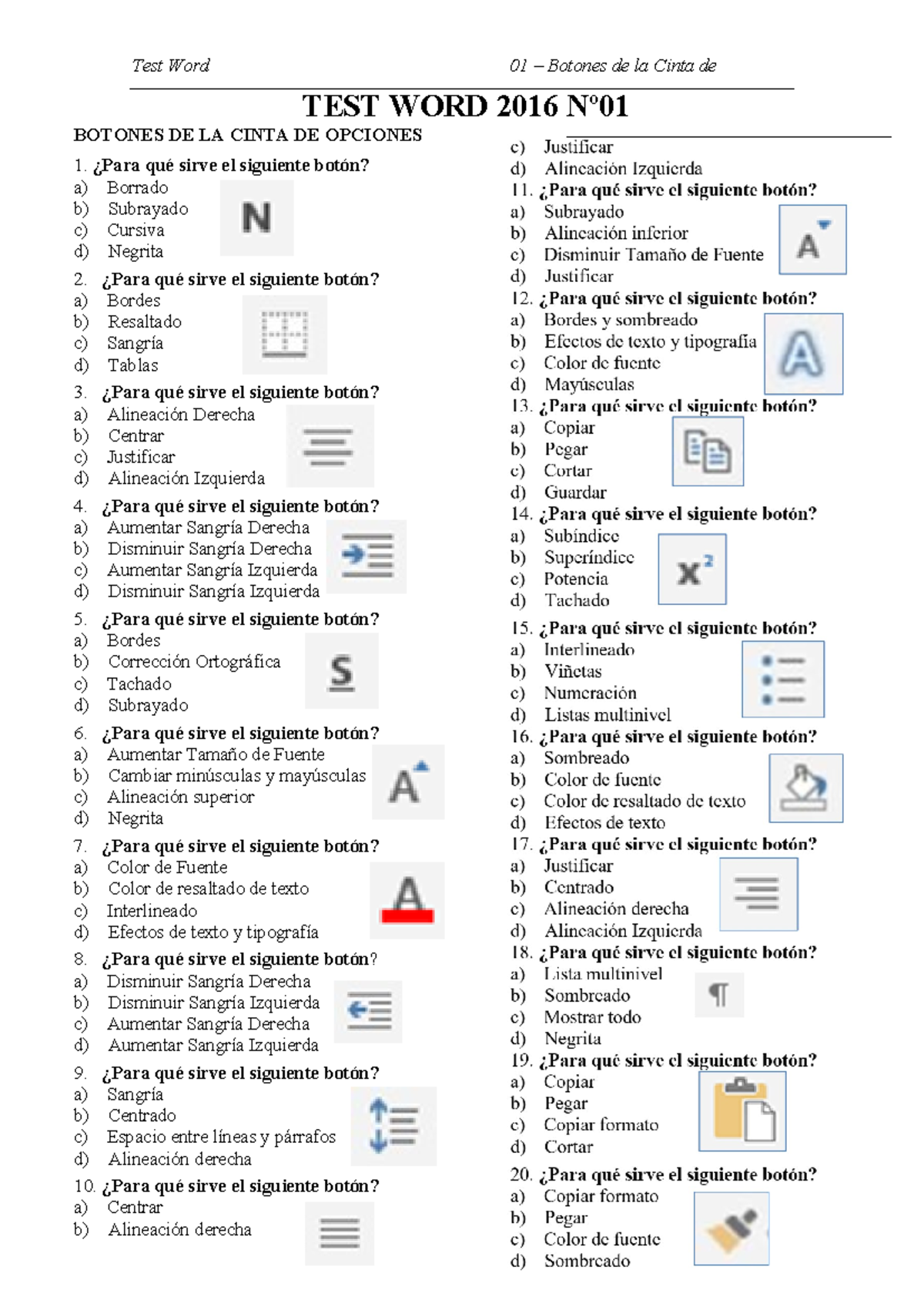 01 test word 2016-botones de la cinta de opciones - Test Word 2016 01 ...