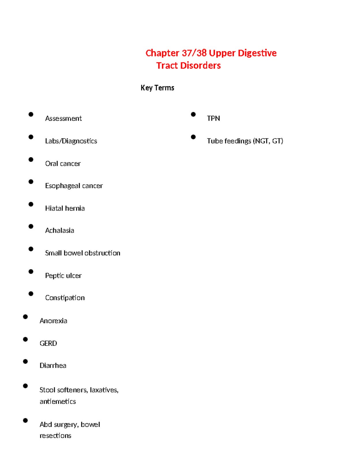 Upper Digestive Tract Disorders - Chapter 37/38 Upper Digestive Tract ...