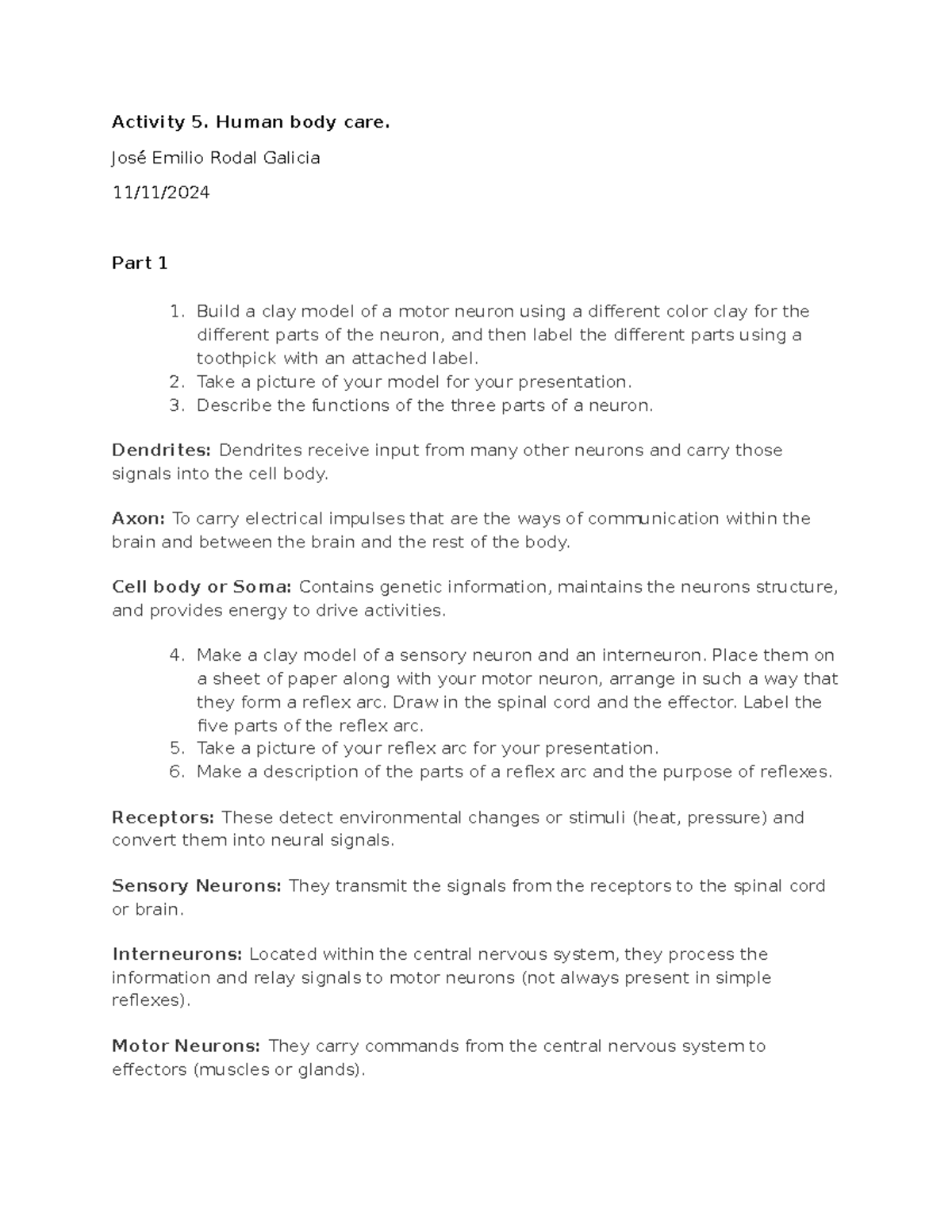 Activity 5 Human body care - Activity 5. Human body care. José Emilio ...