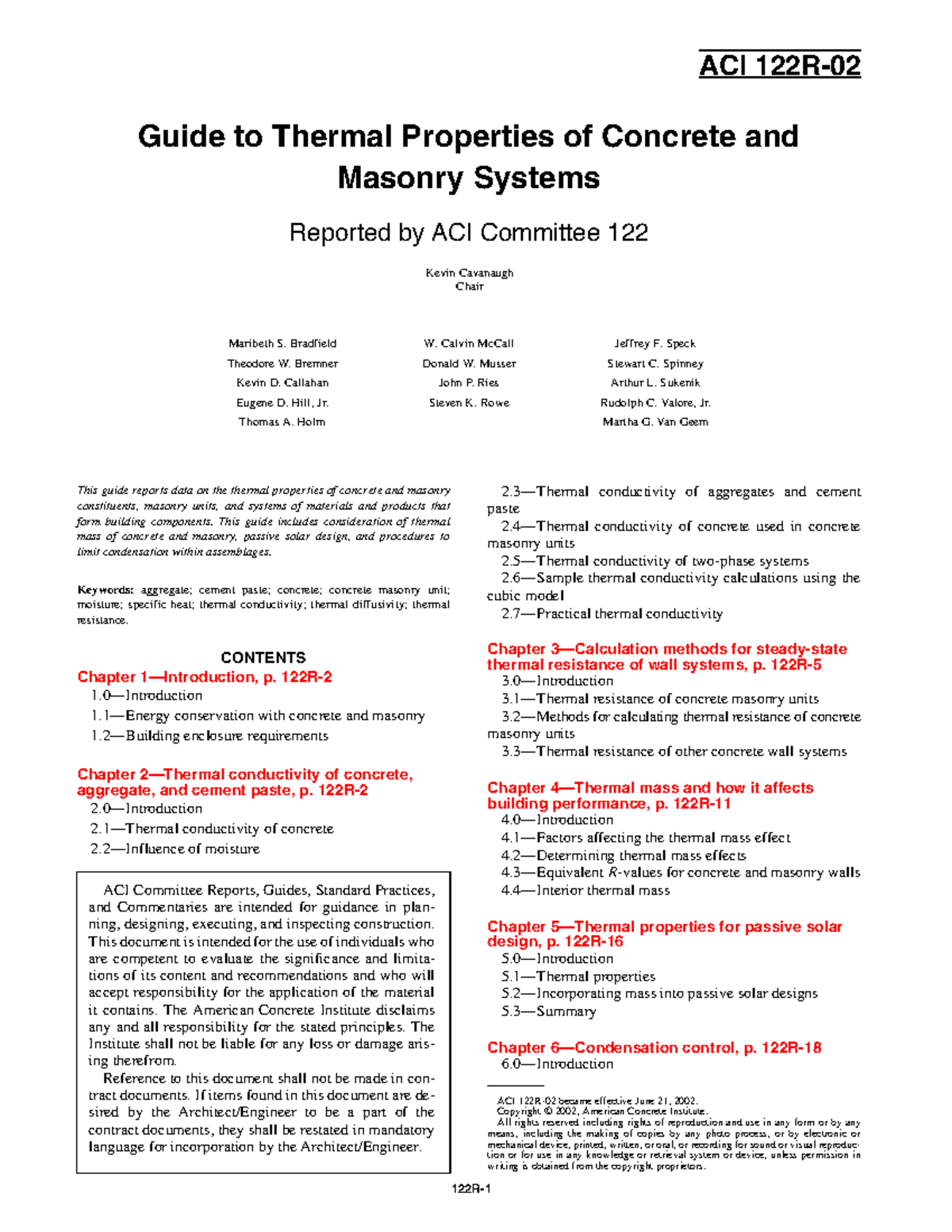 ACI-122R-02 Guide to Thermal Properties of Concrete and Masonry Systems ...
