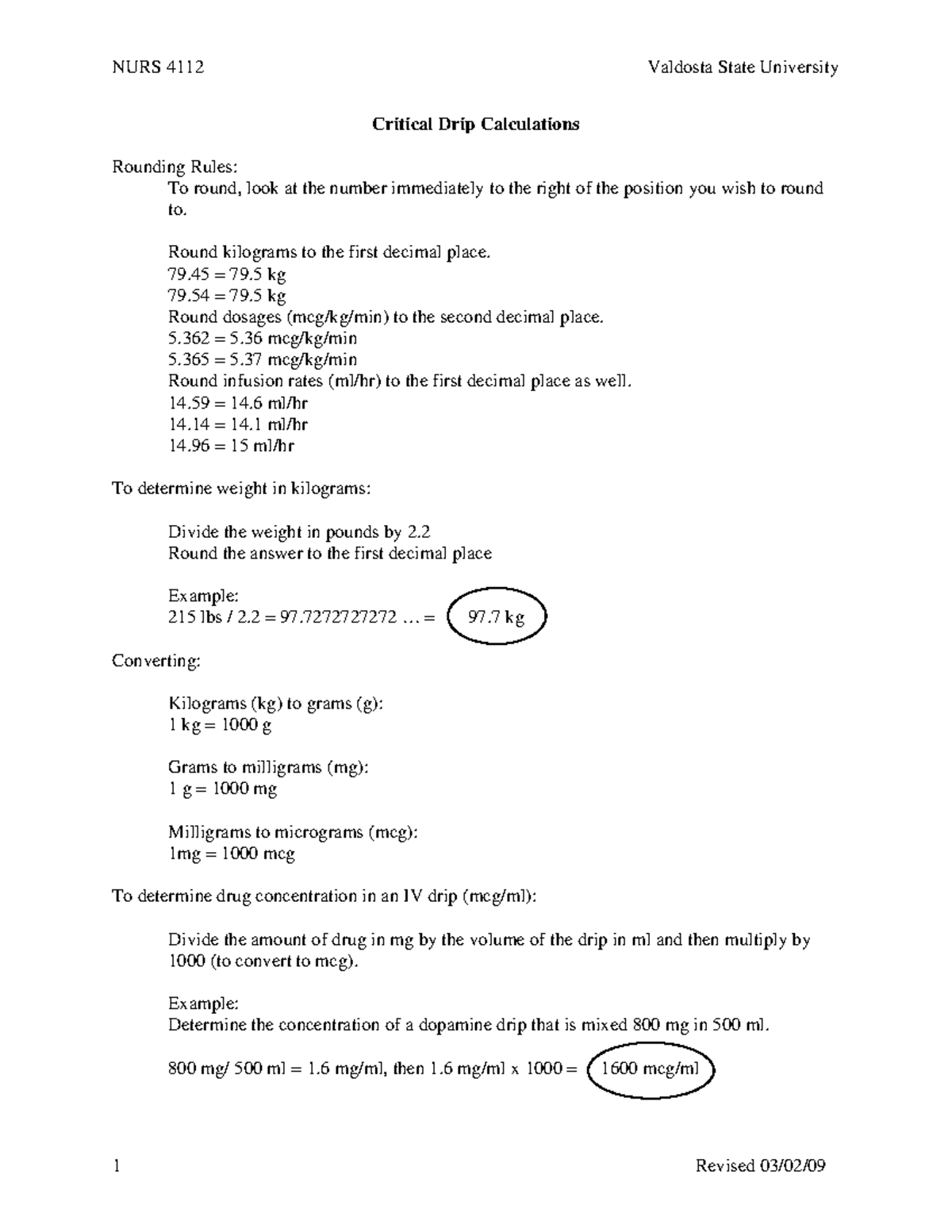 Critical Drip Study Packet revised 03 02 2009 - Critical Drip ...