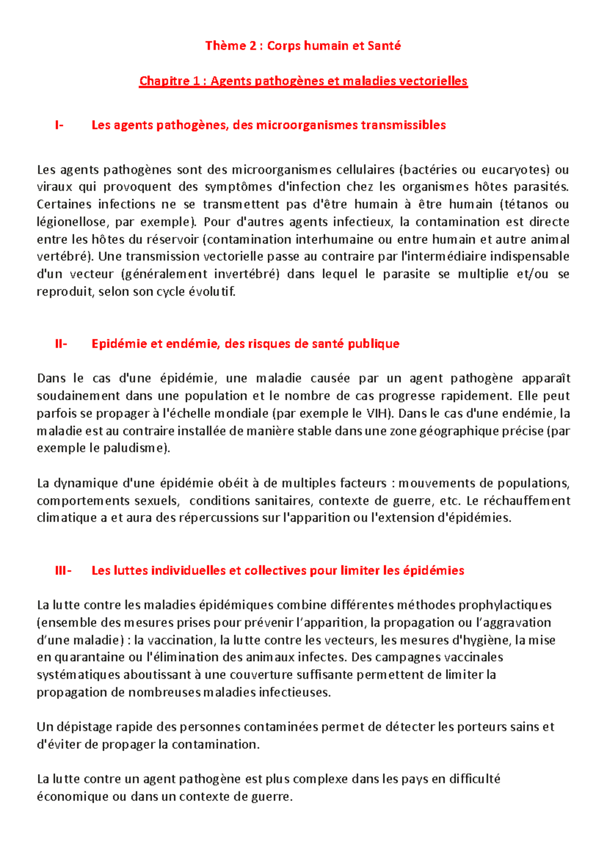 Cours 1-Thème 2-chapitre 1 - Thème 2 : Corps humain et Santé Chapitre 1 ...