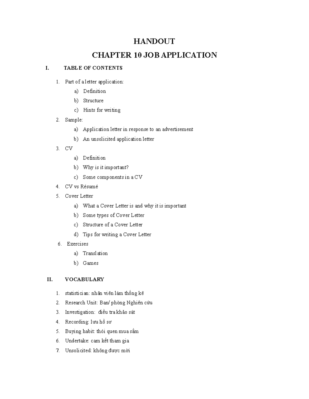 [ Handout] Chapter-10-JOB- Application - HANDOUT CHAPTER 10 JOB ...