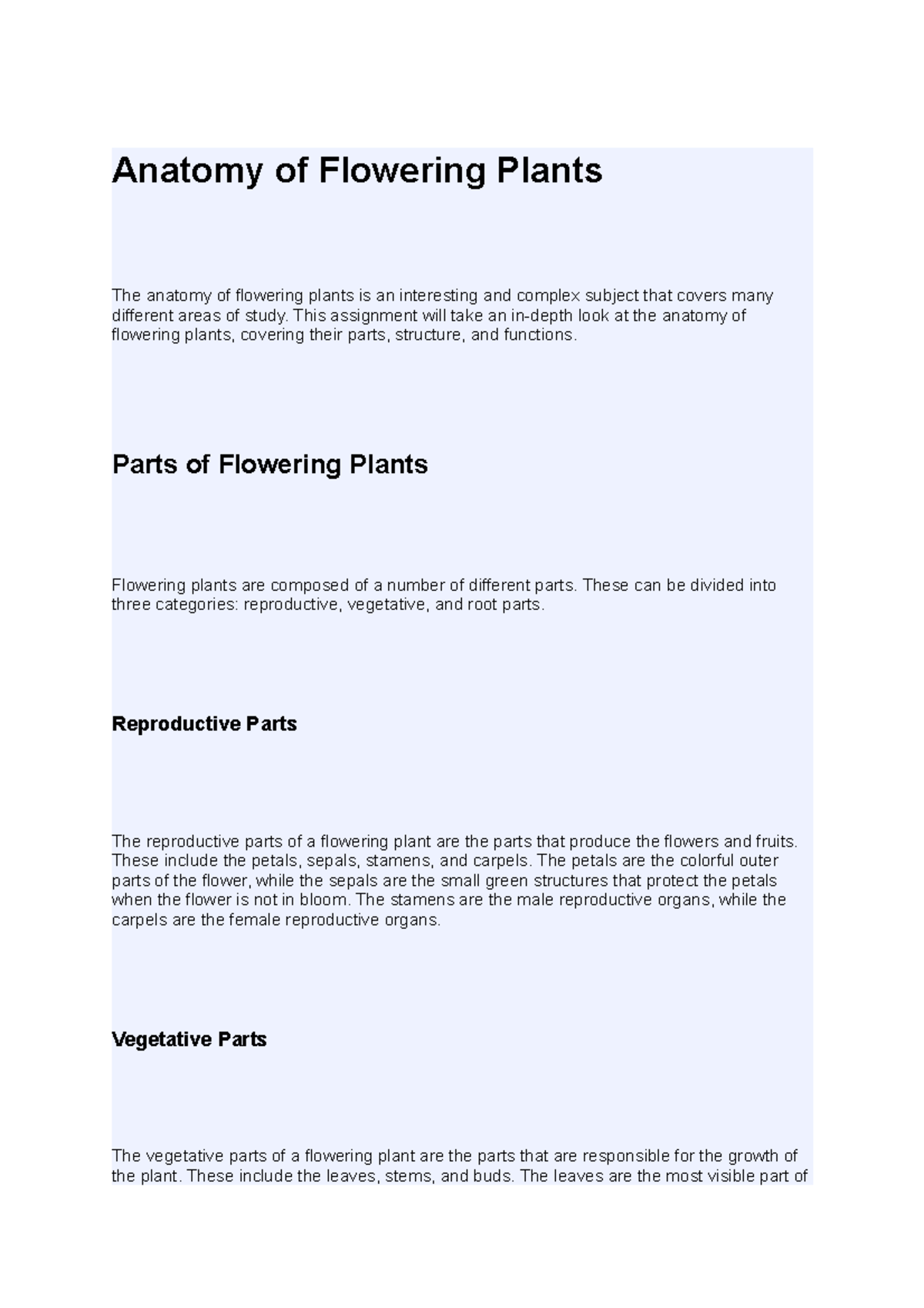 Untitled document - Biology - Anatomy of Flowering Plants The anatomy ...