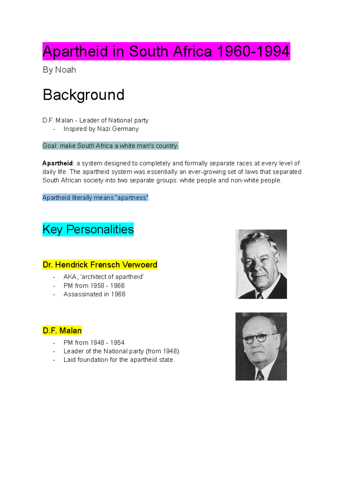 HSC Modern History - Apartheid In South Africa - Study Notes ...