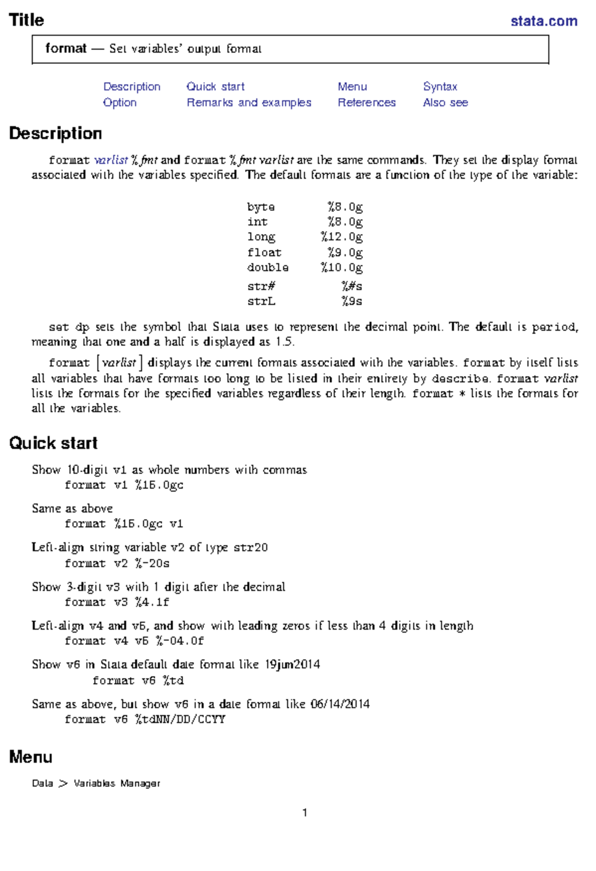 Dformat - ph.d - Title stata format — Set variables’ output format ...