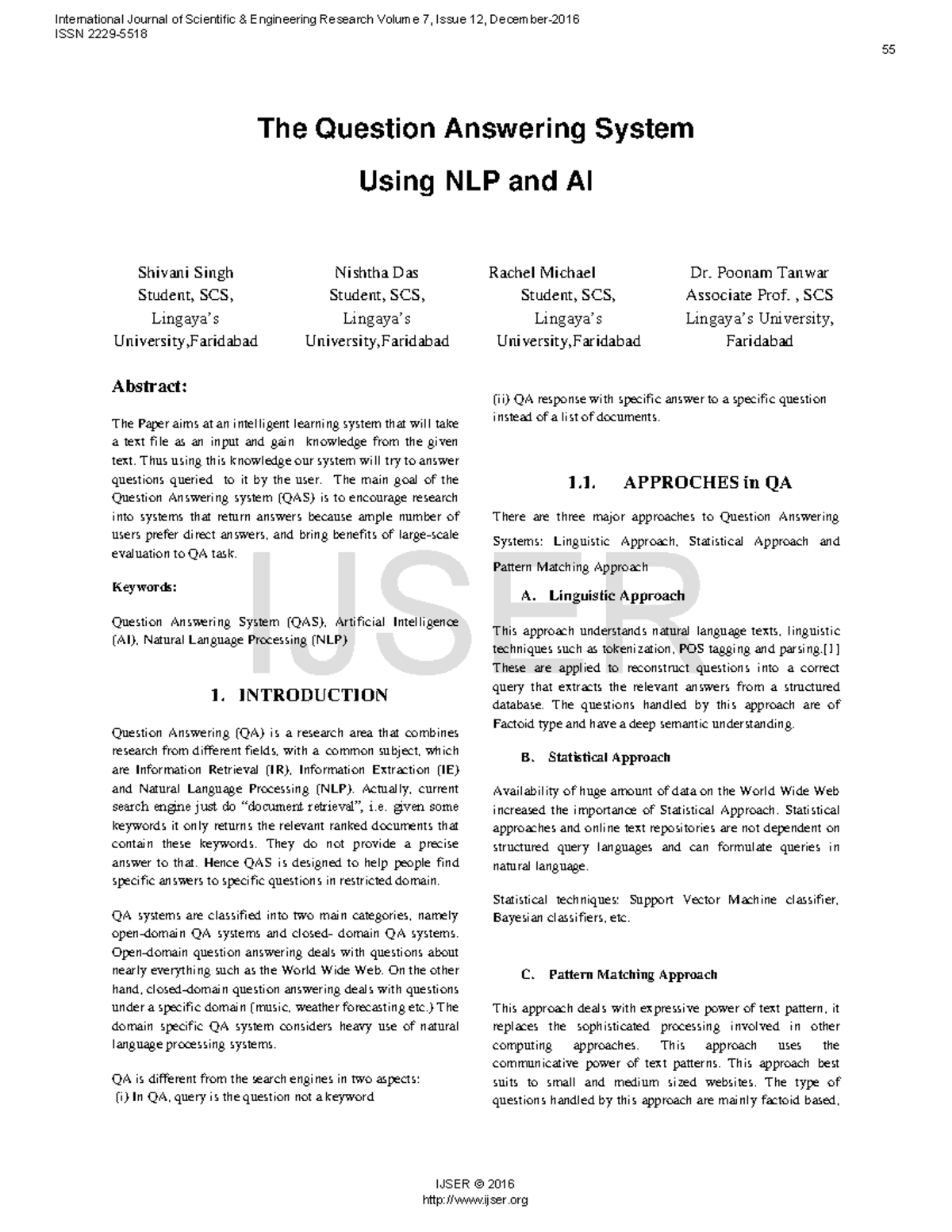 The Question Answering System Using NLP and AI - The Question Answering System Using NLP and AI ...
