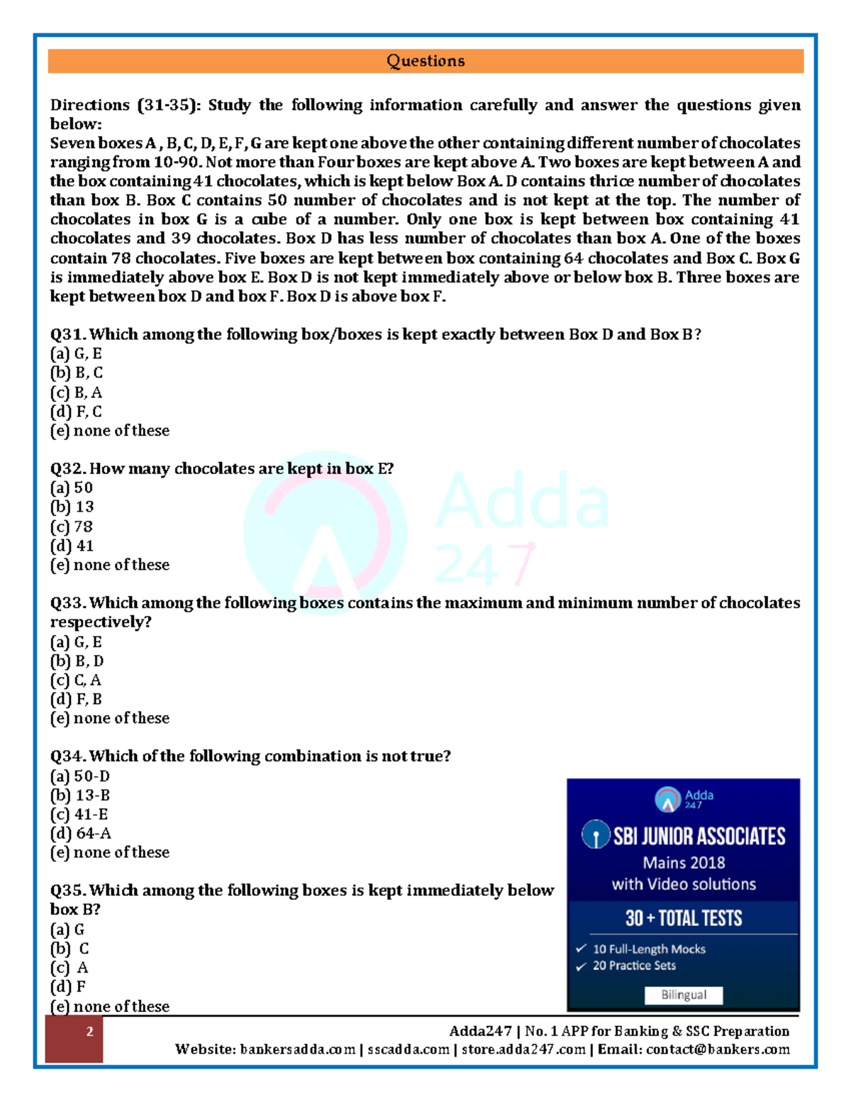 3 reasoning - practice question - 2 Adda247 | No. 1 APP for Banking ...