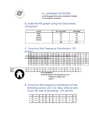 Statistics. Module 1 - VI. LEARNING ACTIVITIES A. Classify each as ...
