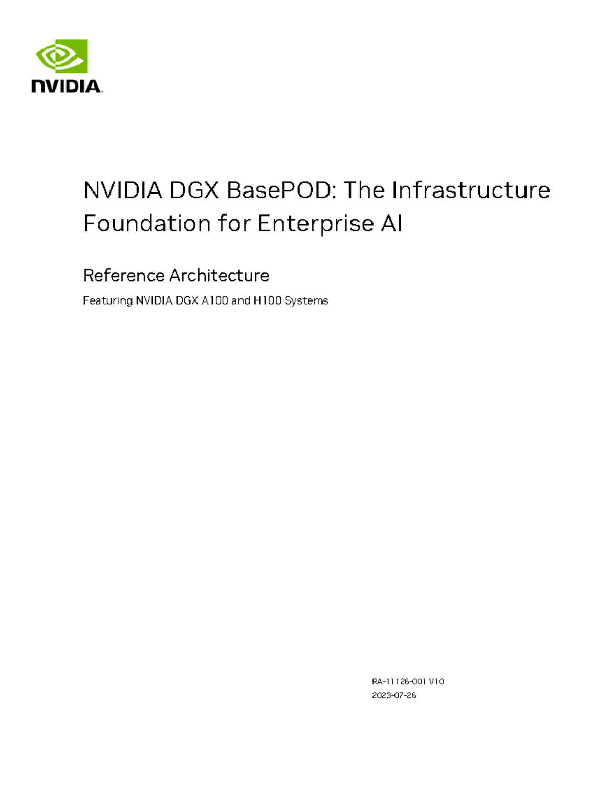 Dgx basepod reference architecture dgx a100 and dgx h100 - NVIDIA DGX ...