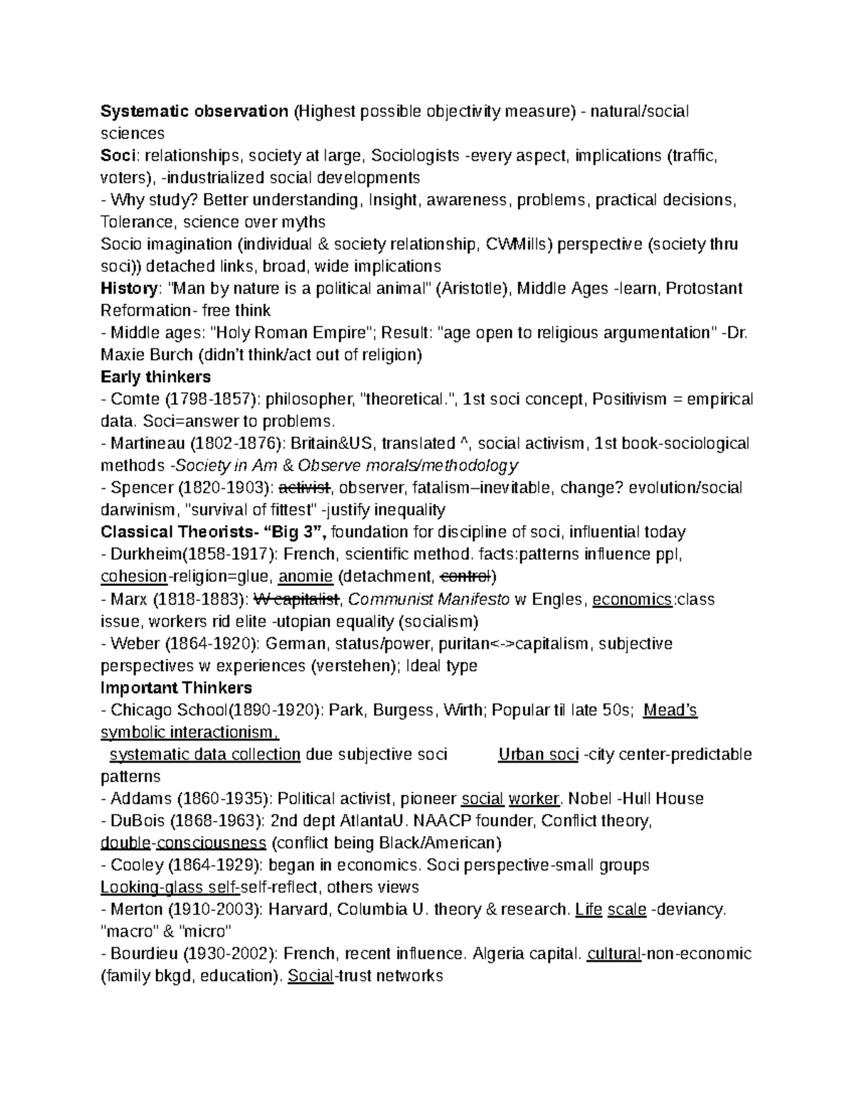 Lecture Notes for Exam 1 - Systematic observation (Highest possible ...