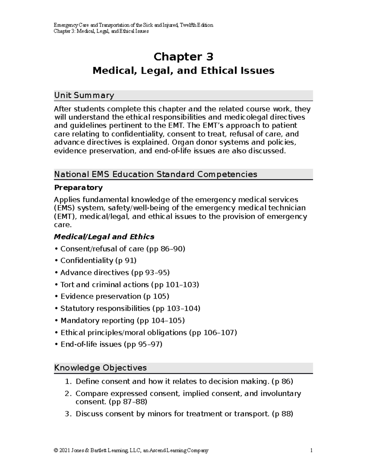 9781284243796 LOUT CH03 - Chapter 3: Medical, Legal, and Ethical Issues ...