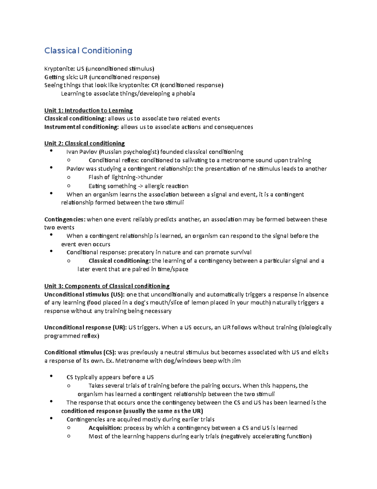 Classical Conditioning - Classical Conditioning Kryptonite: US ...