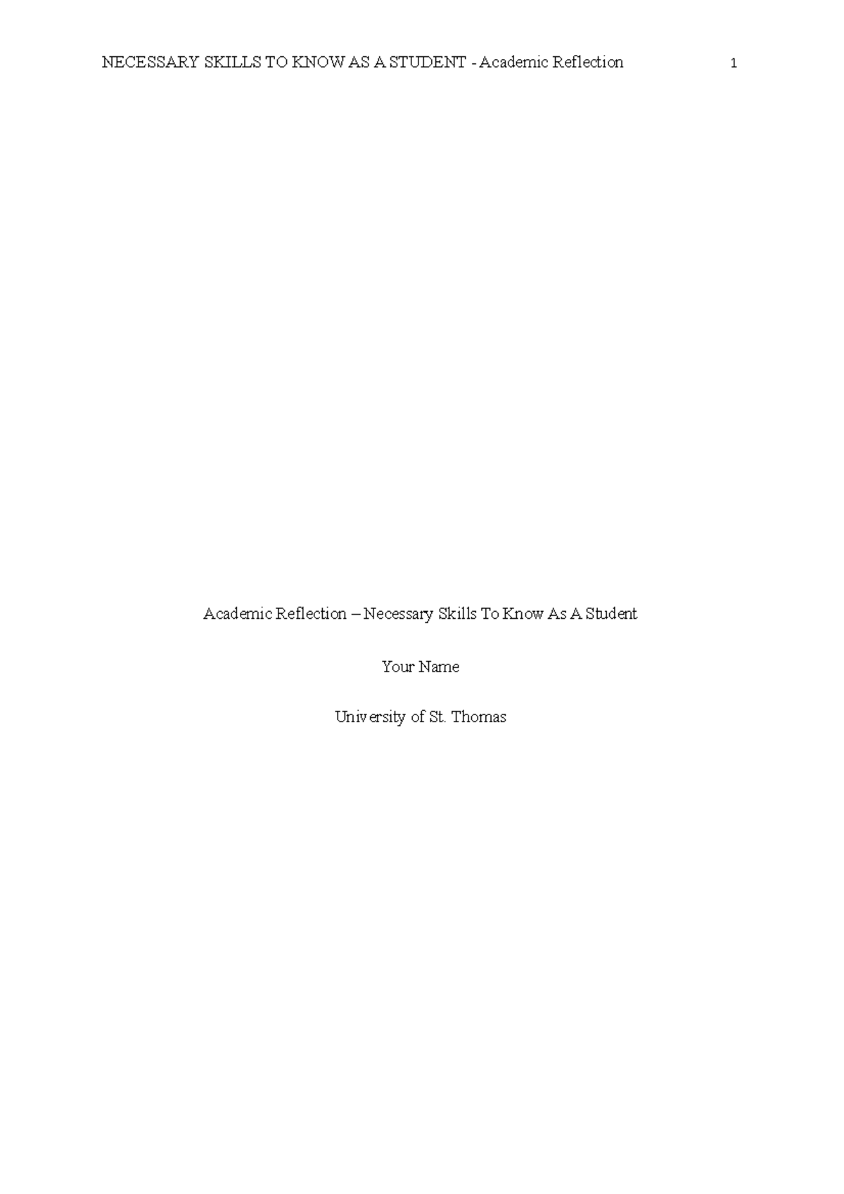 Academic Reflection - Psychology (1st Reflection Paper) - NECESSARY ...