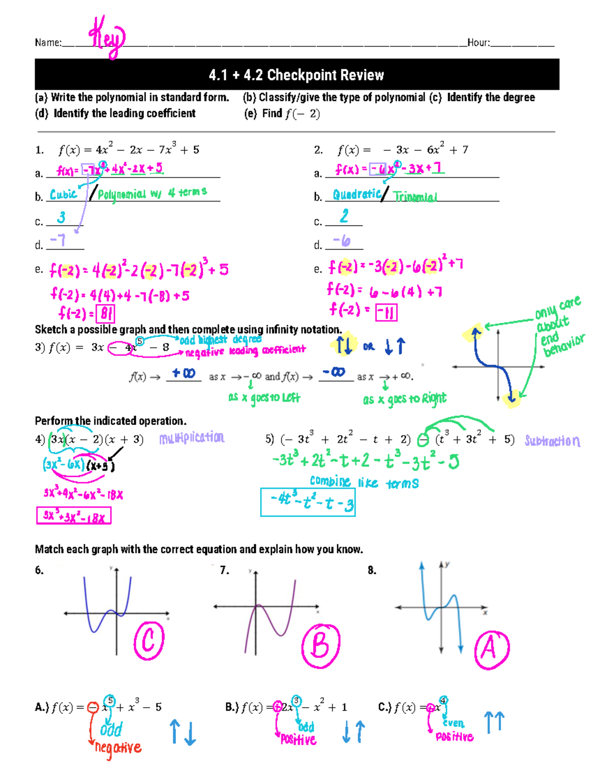 4.1-4.3 Checkpoint Review KEY - - Studocu