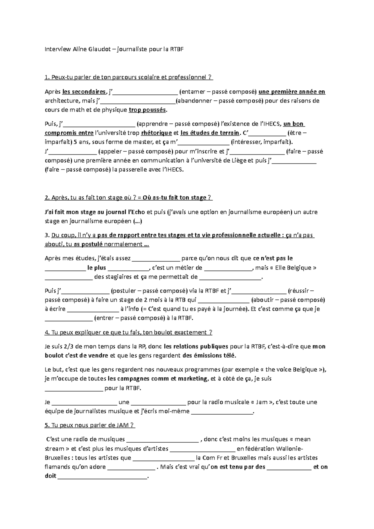 Interview Aline Glaudot - journaliste pour JAM-1 - Interview Aline ...