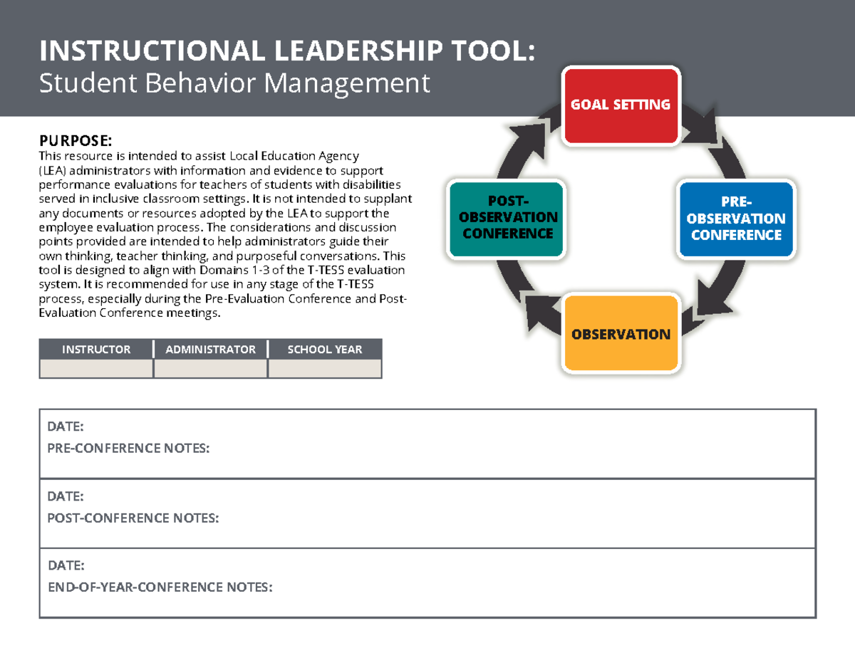 Instructional leadership tool behavior management - INSTRUCTIONAL ...
