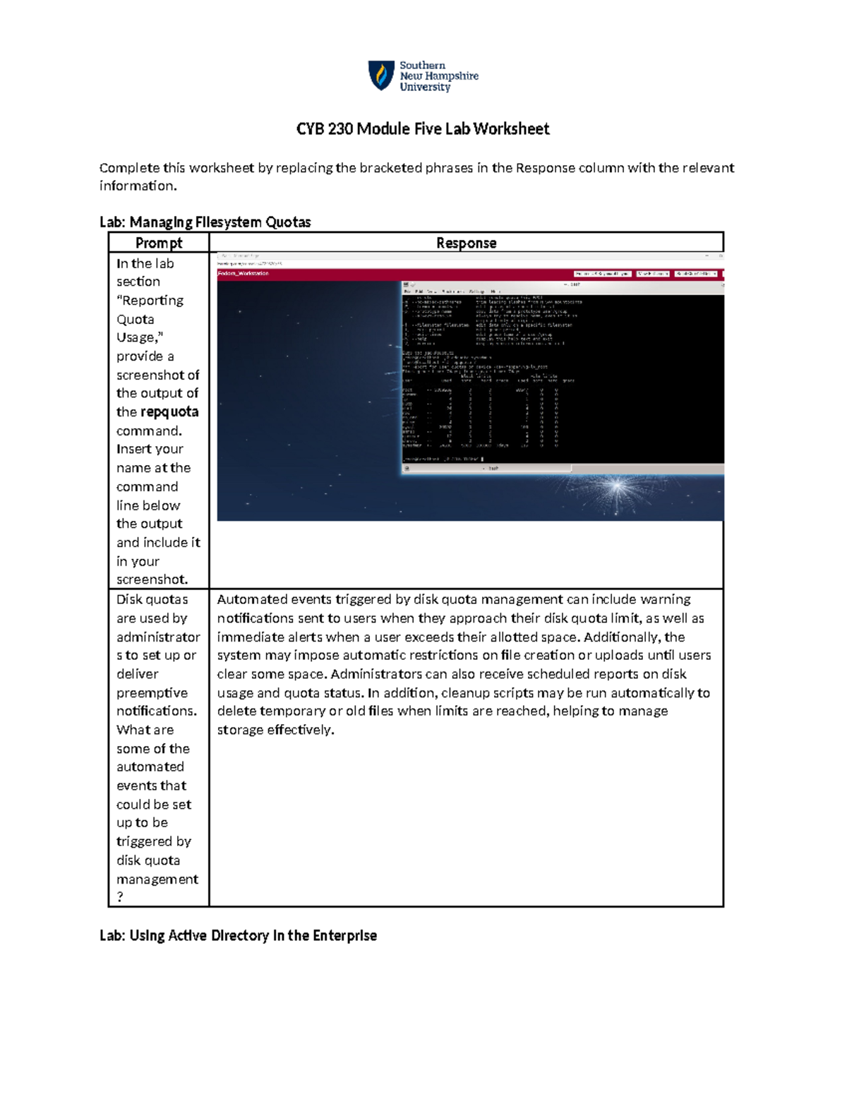 CYB 230 Module Five Lab Worksheet John Thomas - CYB 230 Module Five Lab ...