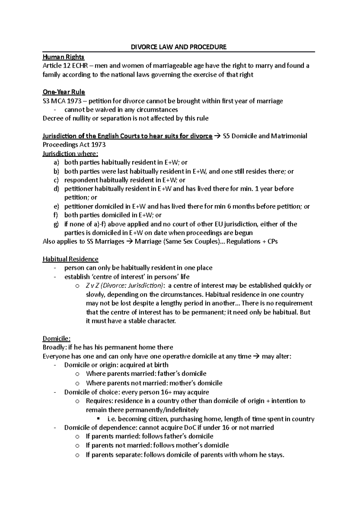 Family Notes - for sgs classes and revision - DIVORCE LAW AND PROCEDURE ...